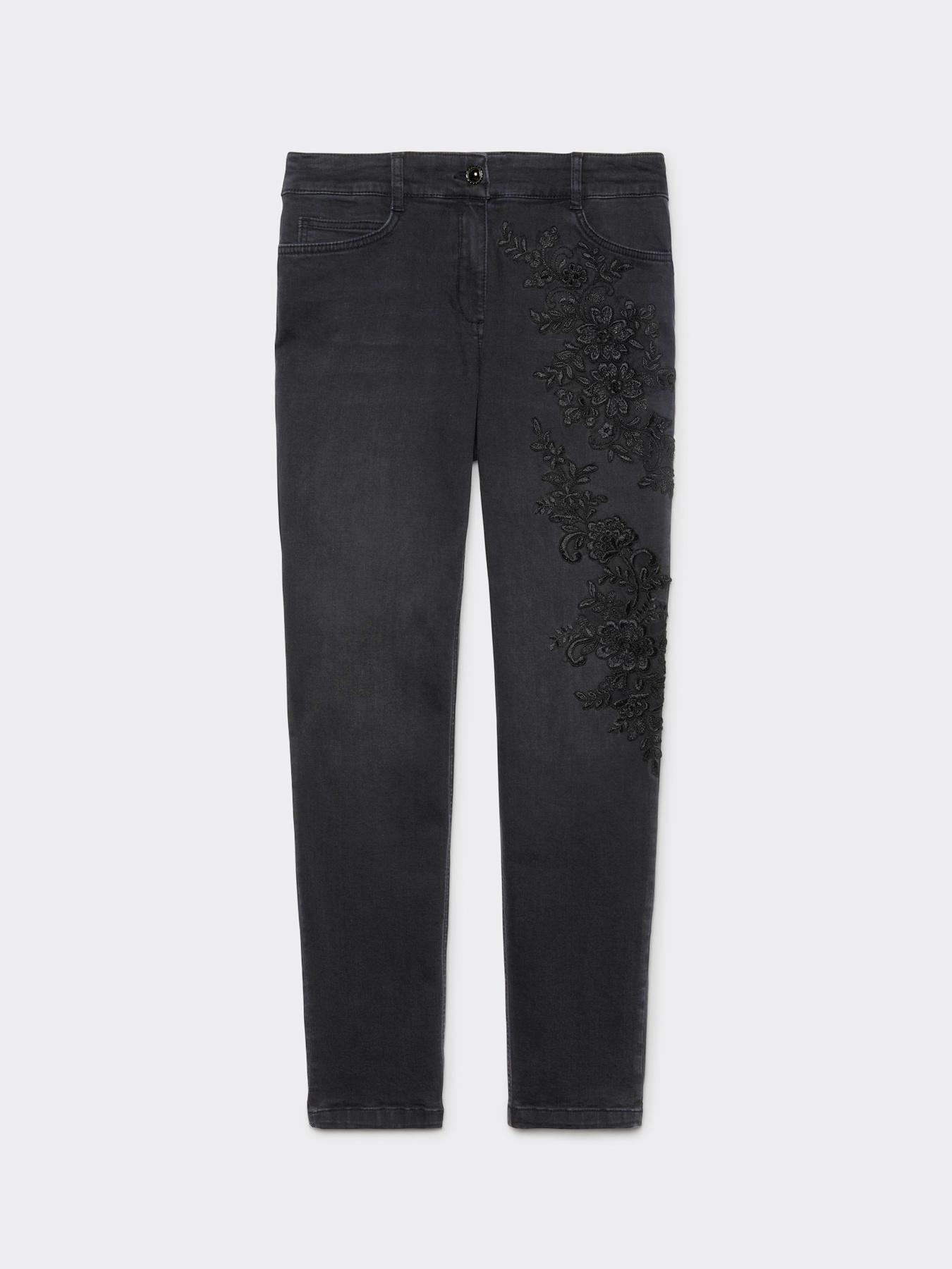 Jeans skinny neri ricamati